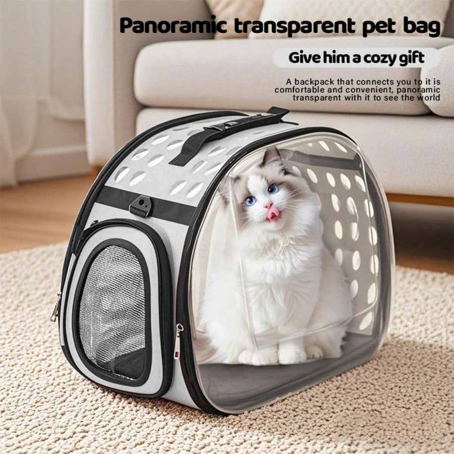 Cat Outing Bag - PVC Cat Bubble Air Handbag, Large Capacity Foldable ...