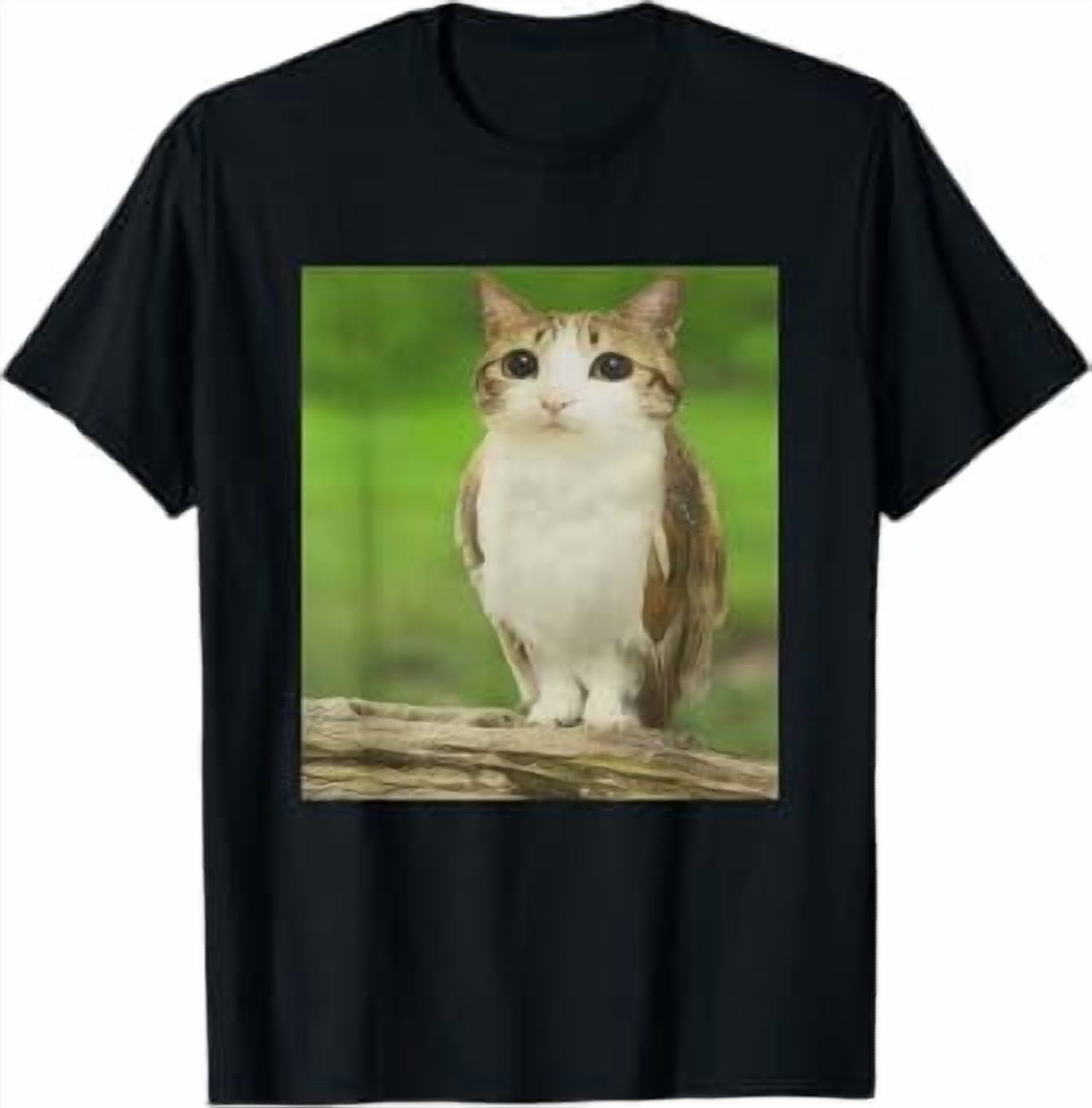 Cat Owl Funny Cursed Internet Trendy Meme T-Shirt - Walmart.com