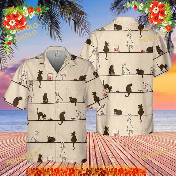 Cat Own Love Hawaiian Shirt, Funny Cat Lovers Button Shirt, - Walmart.com