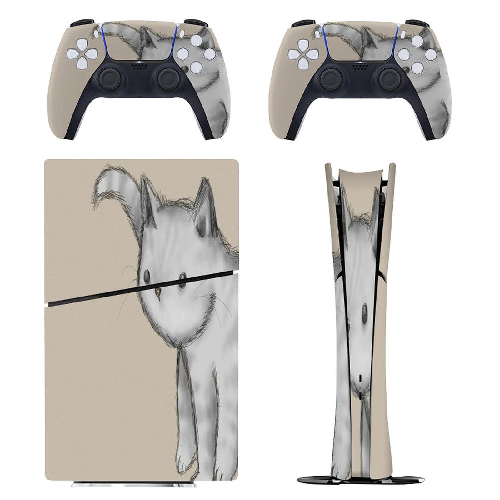 Cat PS5/PS5 Slim Digital Disc Skin Sticker For Console And Controller ...