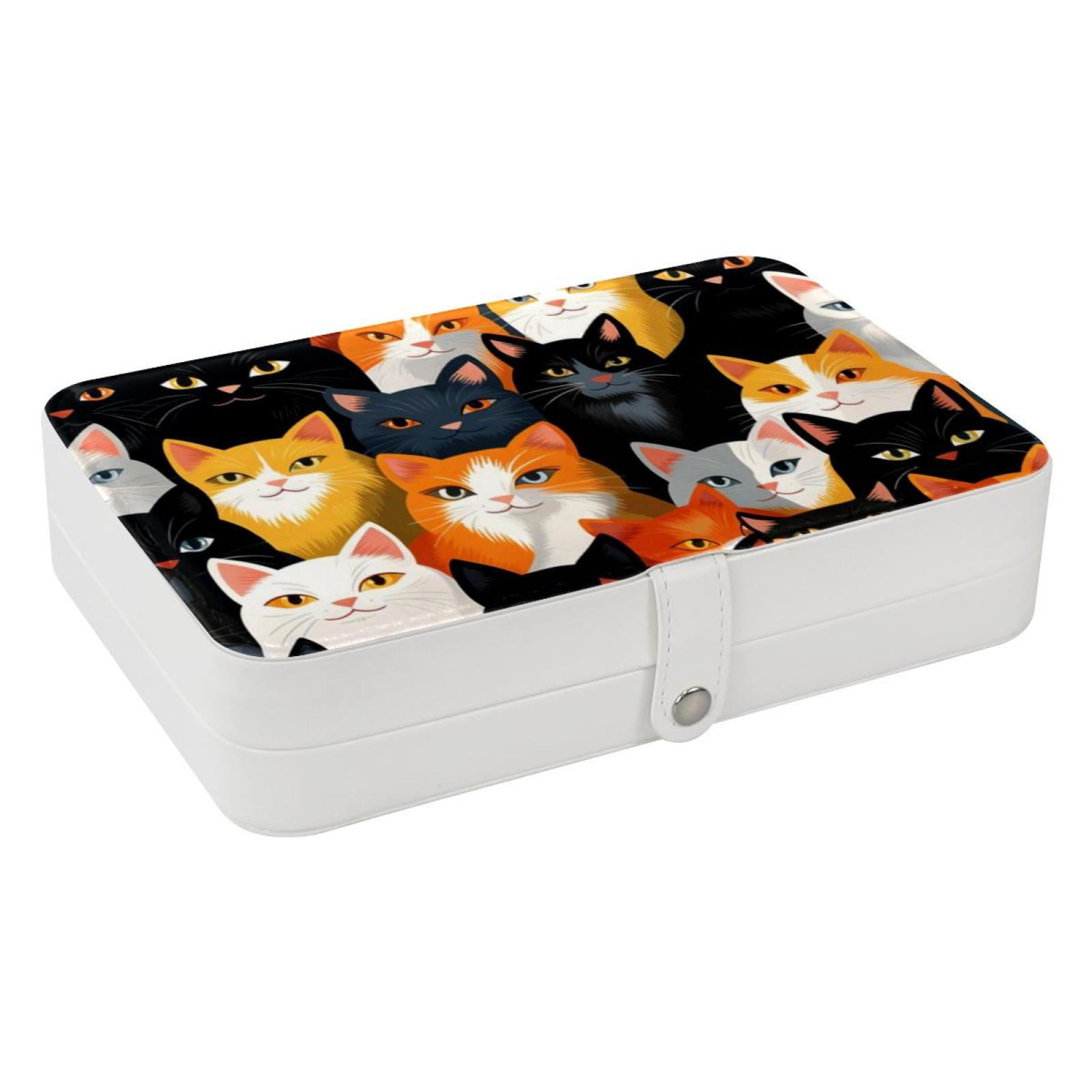 Cat PU Leather Necklace Organizer Jewelry Boxes Display Case with ...