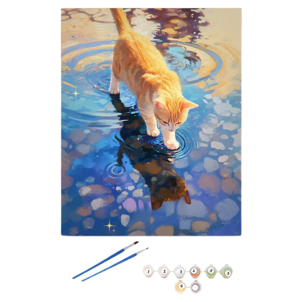 Cat Paint by Numbers Kit for Adults and Kids, 7.88"x7.88" DIY Acrylic ...