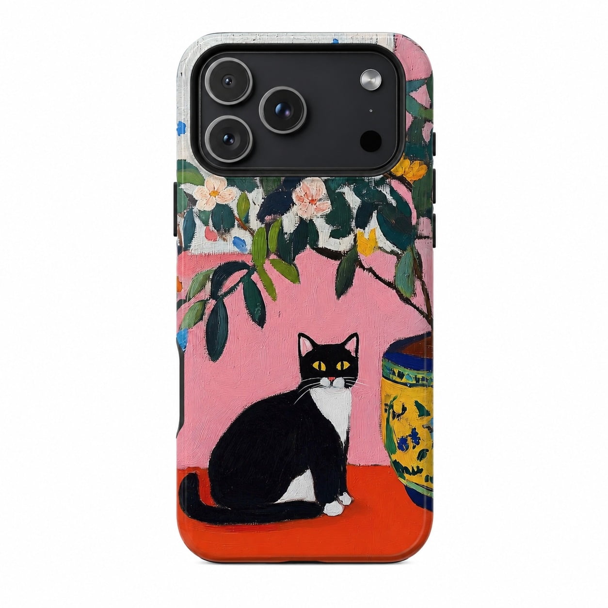 Cat Painting Tough Phone Case for iPhone 17 16 15 14 13 12 11, Cat ...