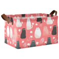 Cat Palm Leaf Pattern Collapsible Storage Bin Open Home Shelf Basket ...