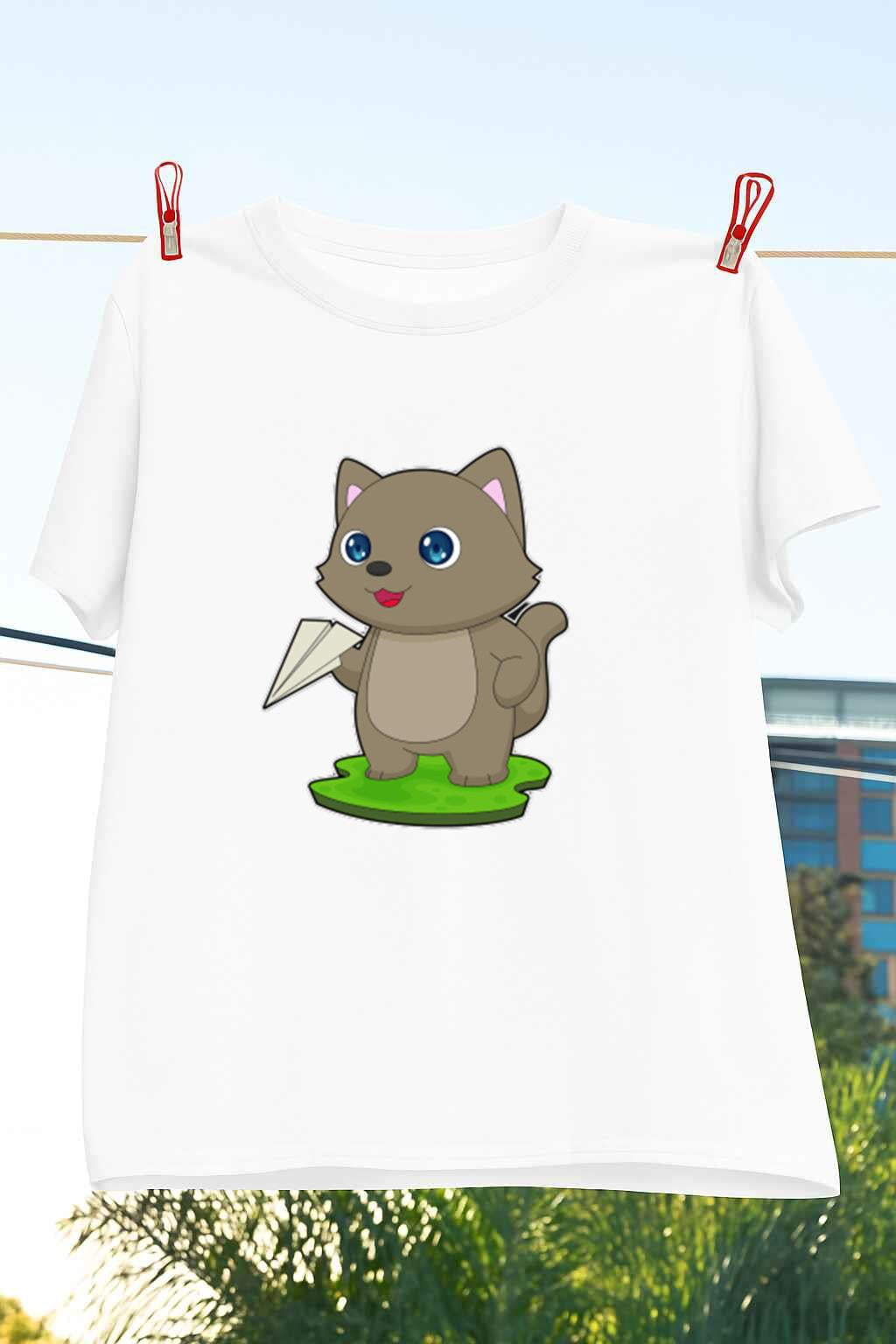 Cat Paper Airplane Cute Kitty Playing With Paper Plane T-Shirt up to ...