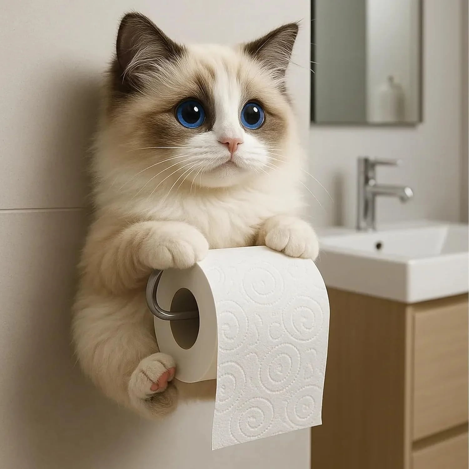 Cat Paper Holder 2025 New Funny 3D Cats Paper Towel Holder Cute Decorative Toilet Papers Holder ...