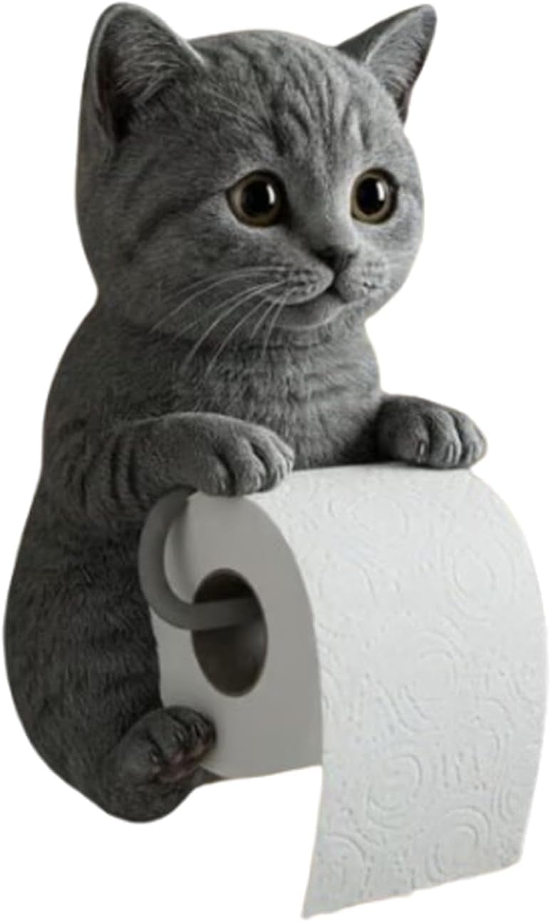 Cat Paper Holder, 3D Cat Sculpture Loo Roll Holder, Funny Adorable ...
