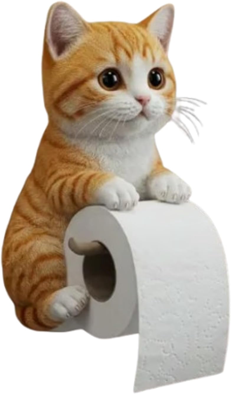Cat Paper Holder, 3D Cat Sculpture Loo Roll Holder, Funny Adorable ...