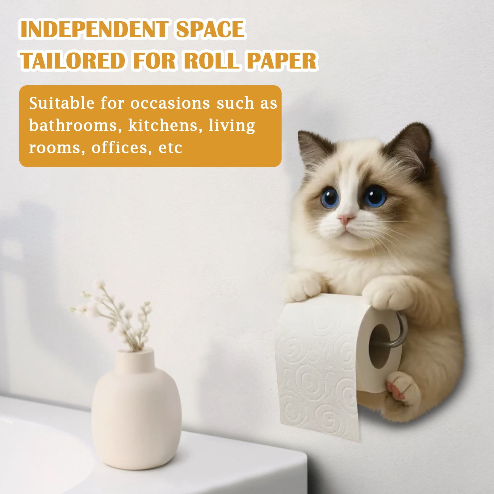 Cat Paper Holder, Realistic 3D Cat Paper Towel Holder or Toilet Paper ...