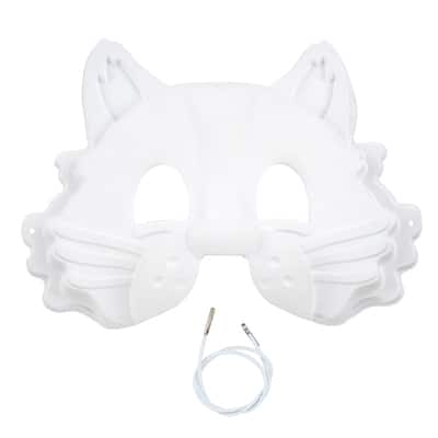 Cat Paper Mache Mask by Creatology – White Craft Mask for Kids to ...