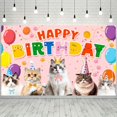 Cat Party Decorations,Cat Birthday Backdrop Cat Happy Birthday Banner ...
