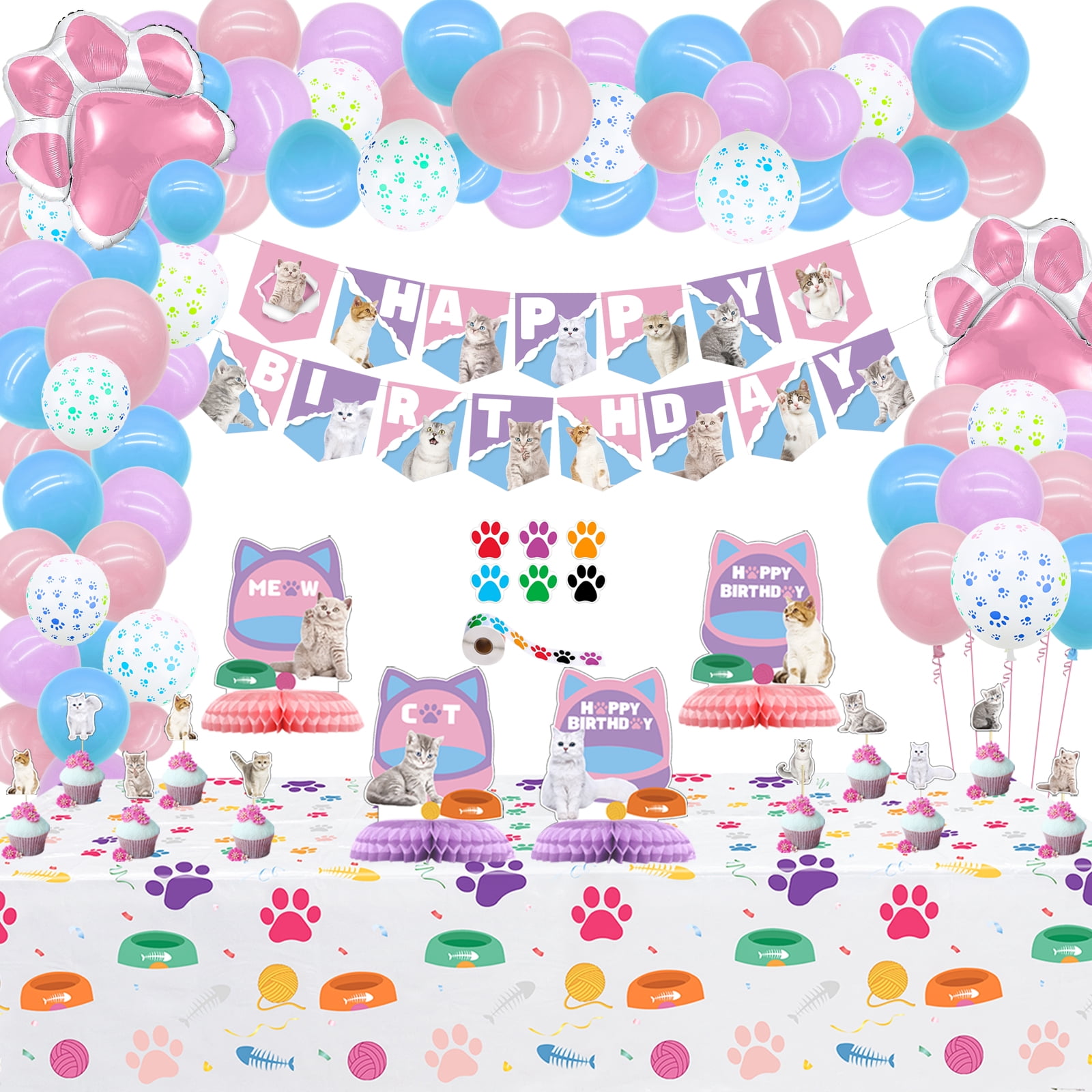 Cat Party Decorations, Cat Theme Birthday Party Supplies, Include ...