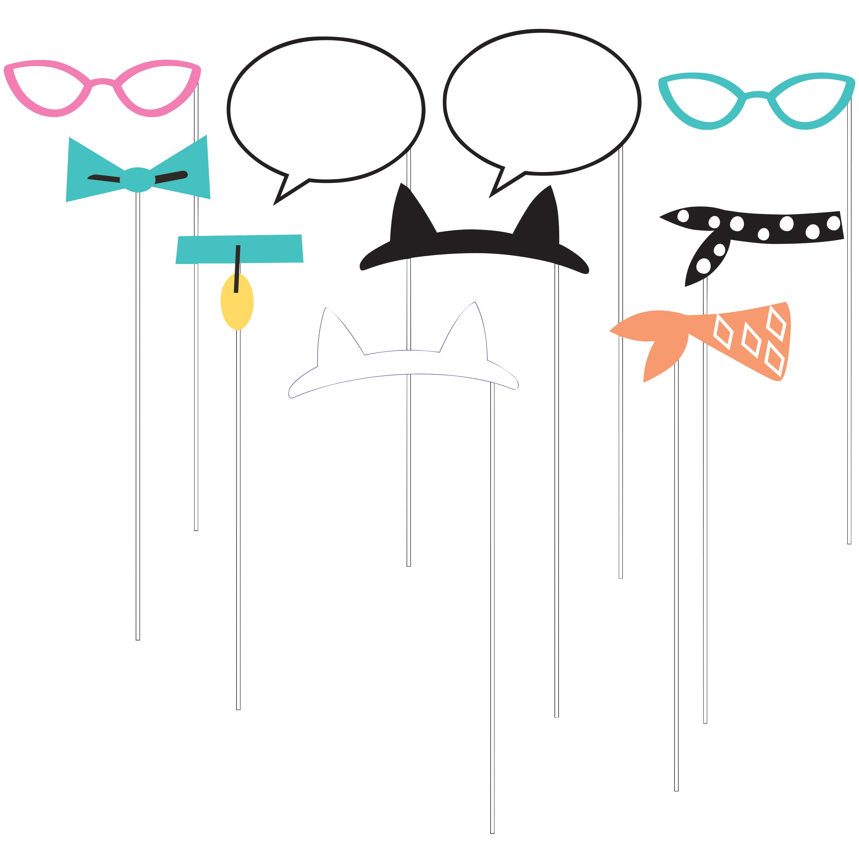 Cat Party Photo Booth Props, 10 pk - Walmart.com