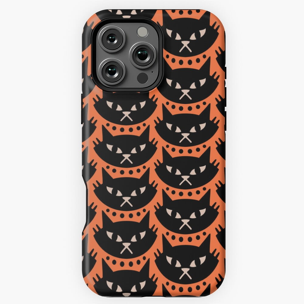 Cat Pattern 523 Black and Orange Phone Case for iPhone 16 15 14 13 12 ...