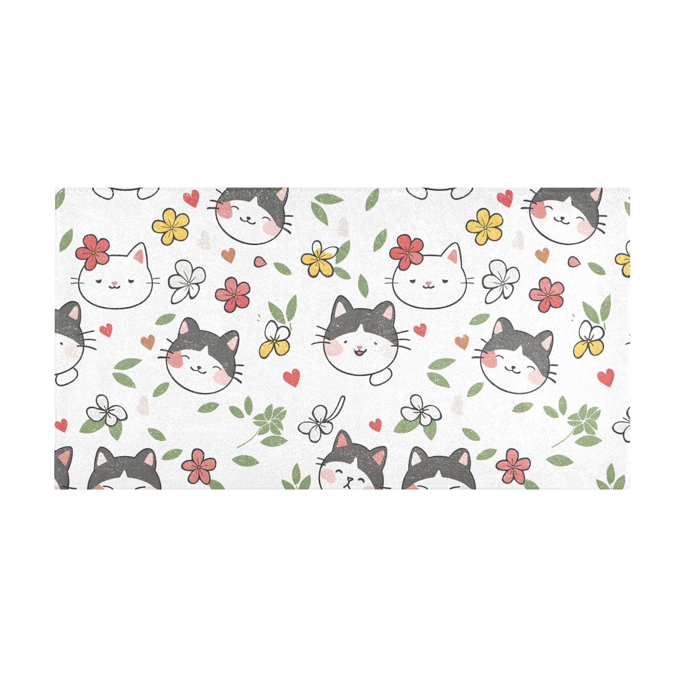 Cat Pattern Bath Mat 39x20 Inch Soft Absorbent Non-Slip Plush Bathroom ...