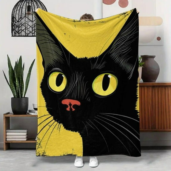 Cat Pattern Blanket, Soft Comfortable Throw Blanket, Warm Napping ...