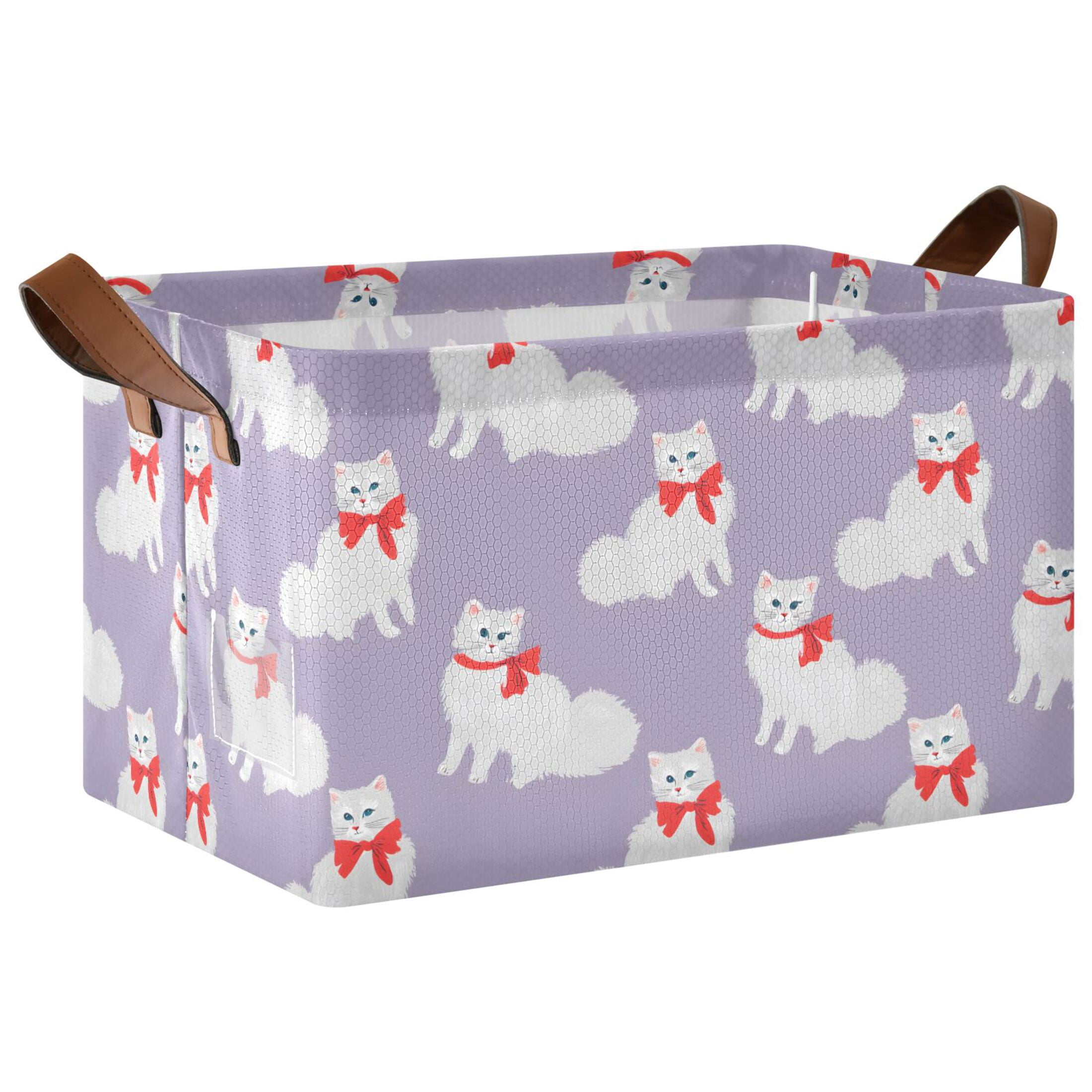 Cat Pattern Collapsible Storage Bin Open Home Shelf Basket Water ...