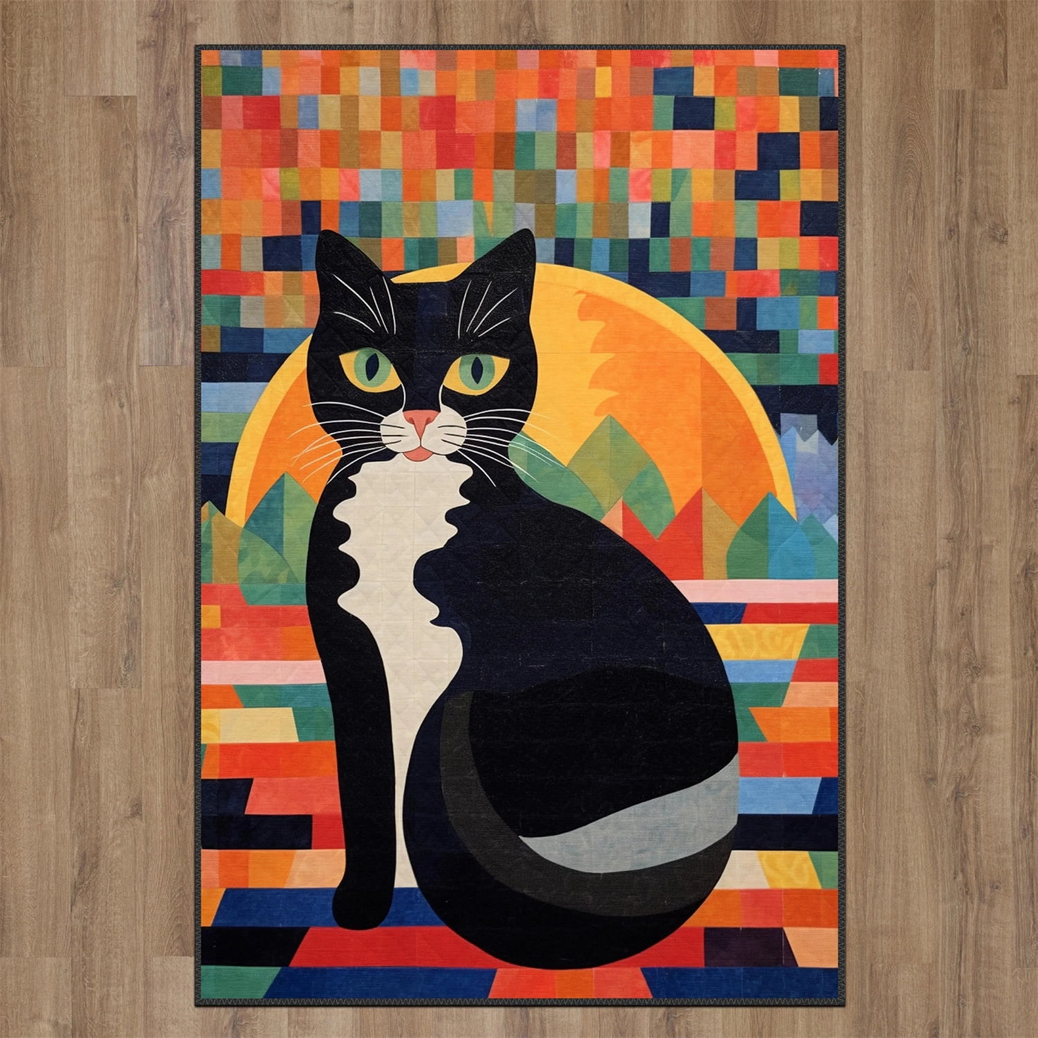 Cat Pattern Pop Art Rug Modern Home Fine Art r Rug Gothic Bedroom Black ...