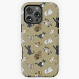 Cat Pattern Sand Tone Minimalist Art iPhone Case 11 12 13 14 15 16 17 ...