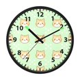 Cat Pattern Wall Clock 12 Inch Voice Activated Night Light Silent Non ...