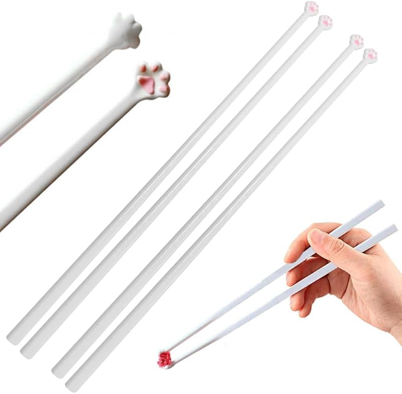 Cat Paw Chopsticks, 2025 New Cute Pink Paw Prints Chopsticks, Reusable ...
