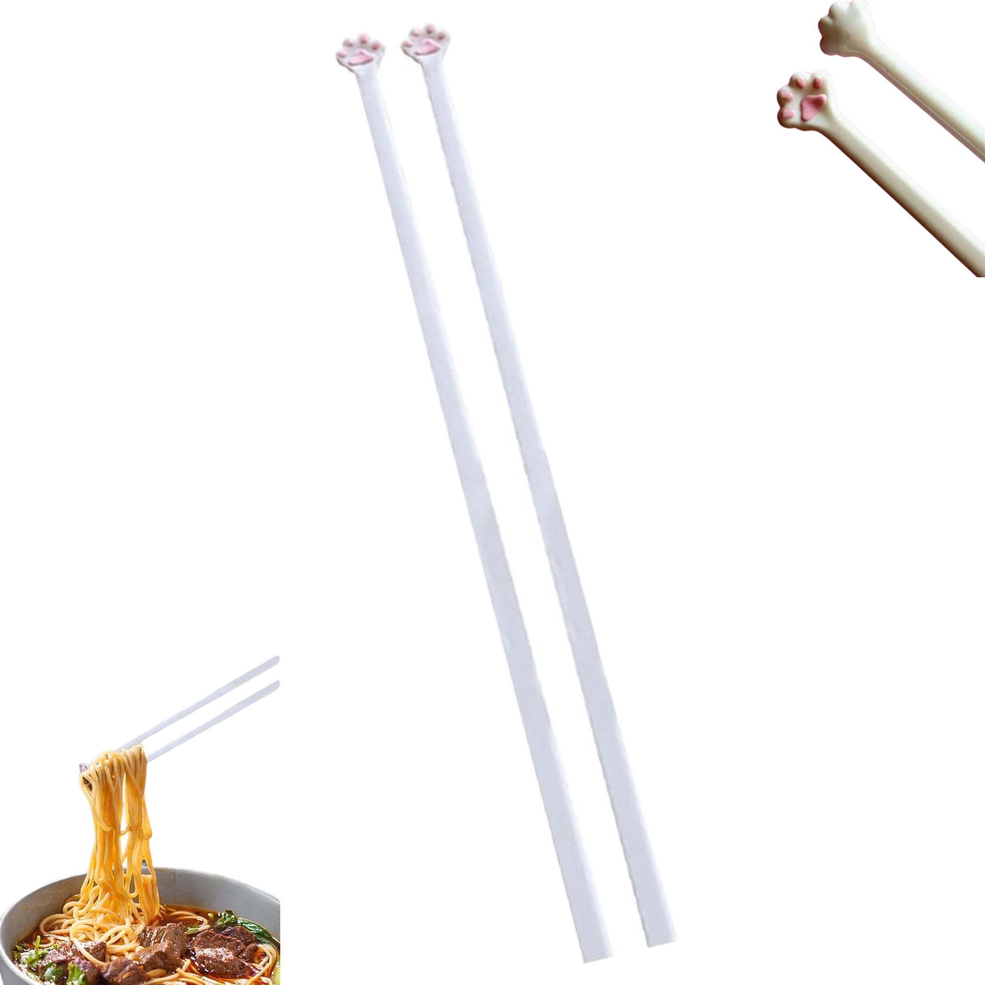 Cat Paw Chopsticks, Cute Pink Chopsticks, Reusable Non-Slip with Cute ...
