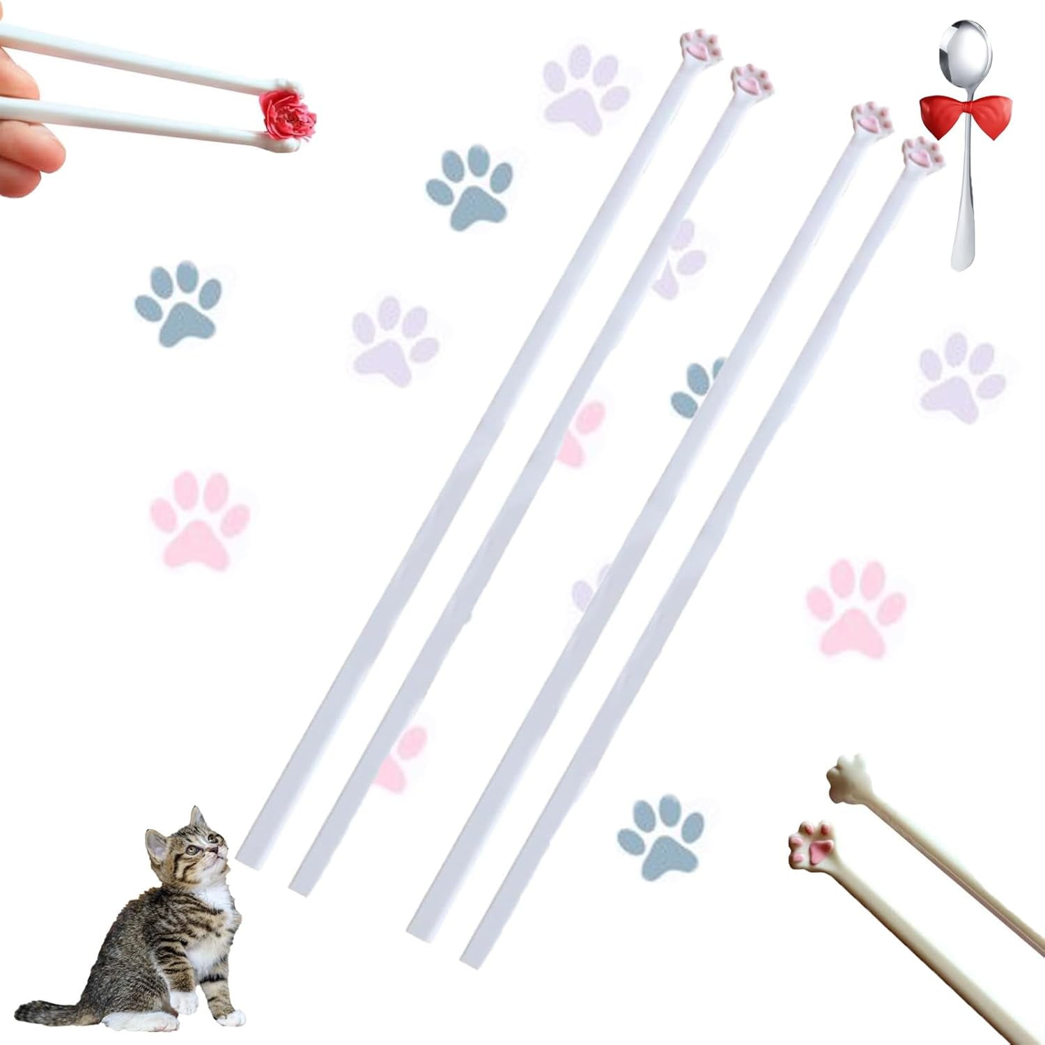 Cat Paw Chopsticks,Funny Chopsticks With Cat Design,Cute Pink Paw Print ...