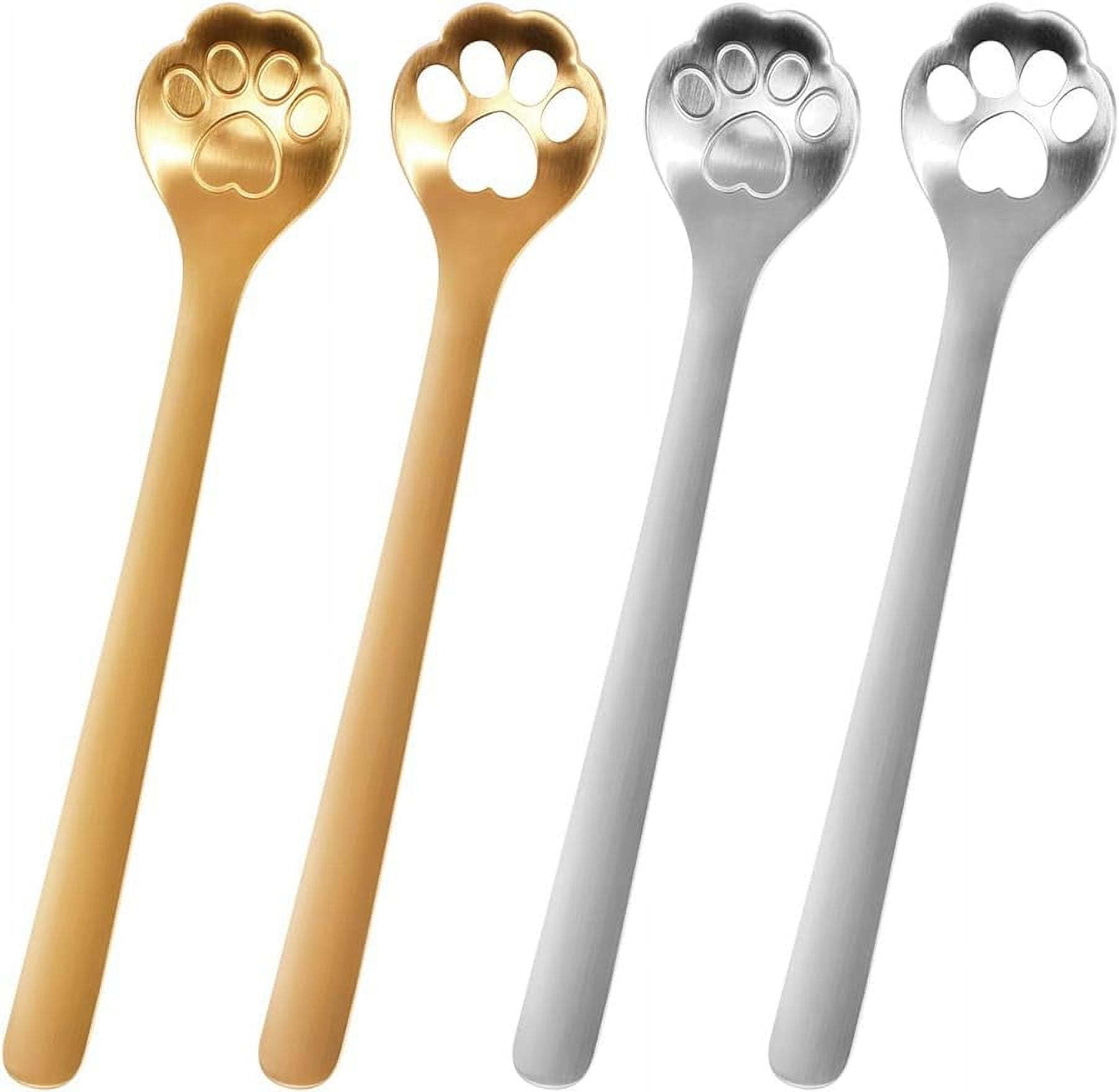 Cat Paw Coffee Spoons, 4Pcs Cute Cat Paw Claw Stainless Steel Teaspoon ...