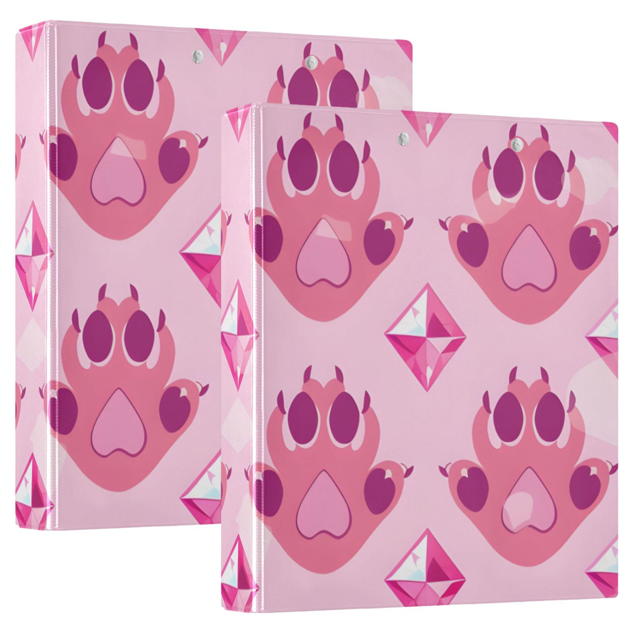 Cat Paw Pink 3 Ring Binders 1.5 inch Hardcover File Folders with ...