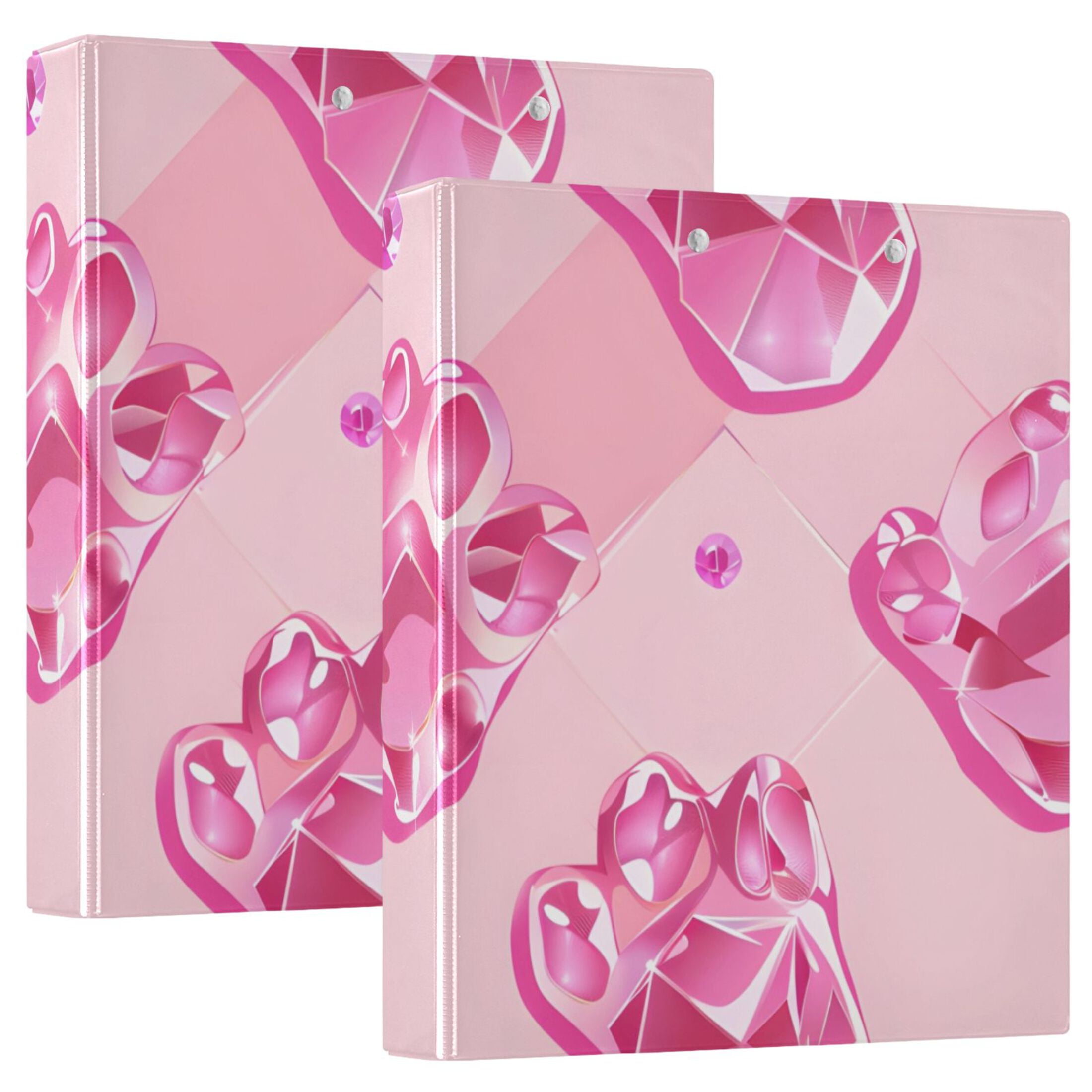 Cat Paw Pink and Diamond 3 Ring Binders 1.5 inch Hardcover File Folders ...
