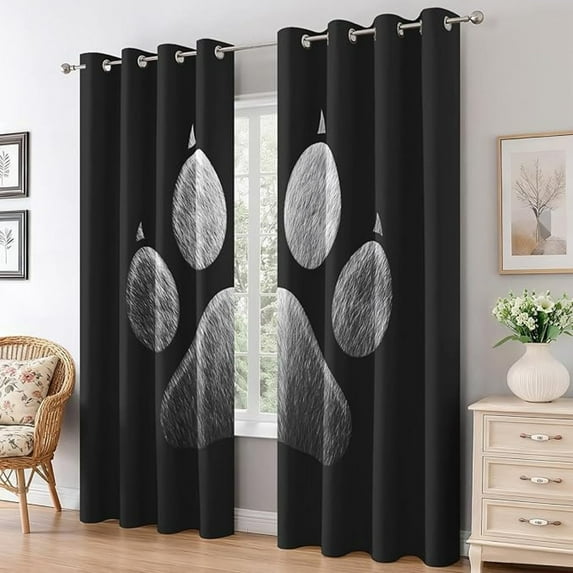 Cat Paw Print Blackout Curtains for Bedroom, Thermal Dog Paw Print ...