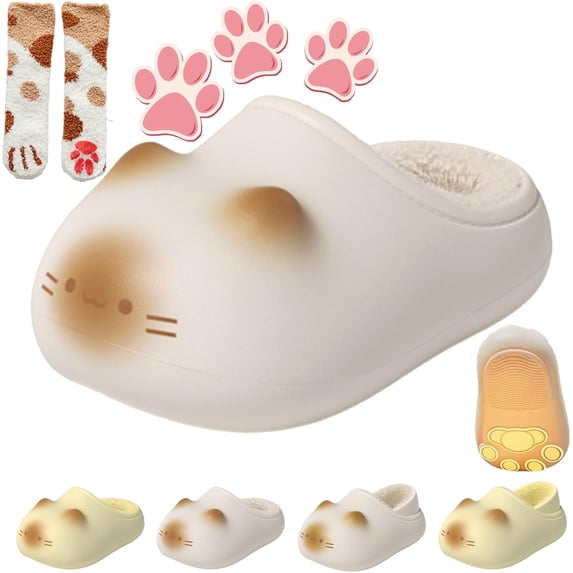 Cat Paw Print Shoe, 2026 Cat Paws Footprints Fluffy Plush Fleece Height ...