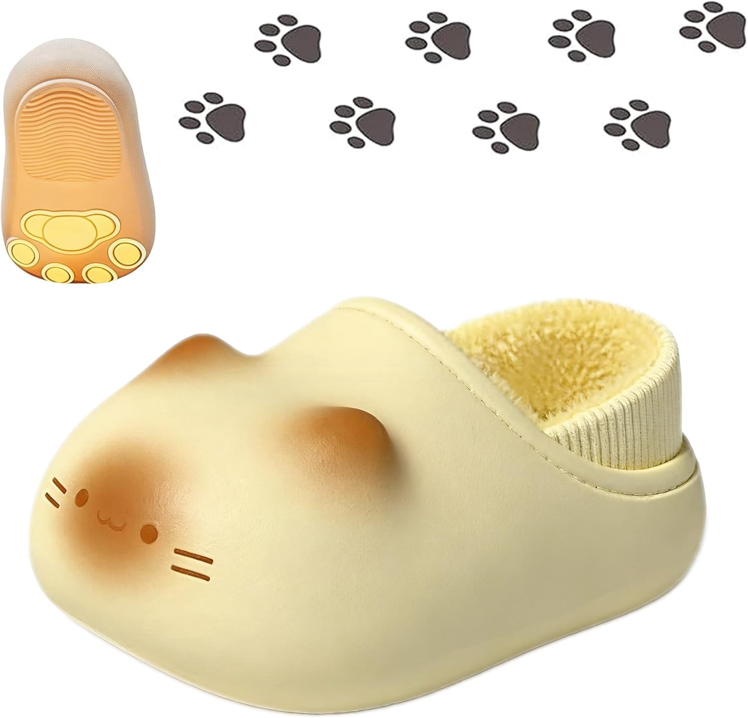 Cat Paw Print Shoes, Cat Paw Footprint Fluffy Plush Fleece Height ...