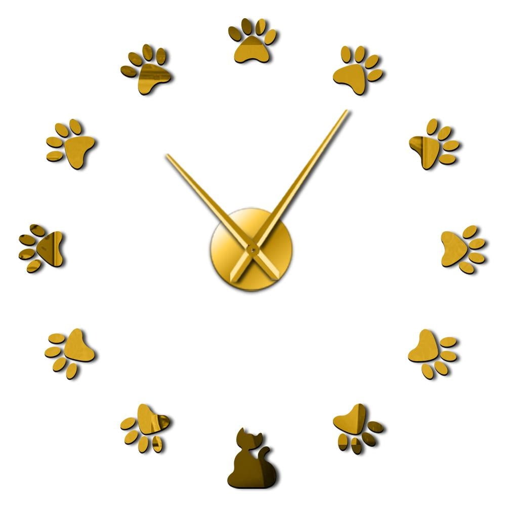 Cat Paw Prints Frameless Wall Clock Stickers, DIY Modern Decorative ...