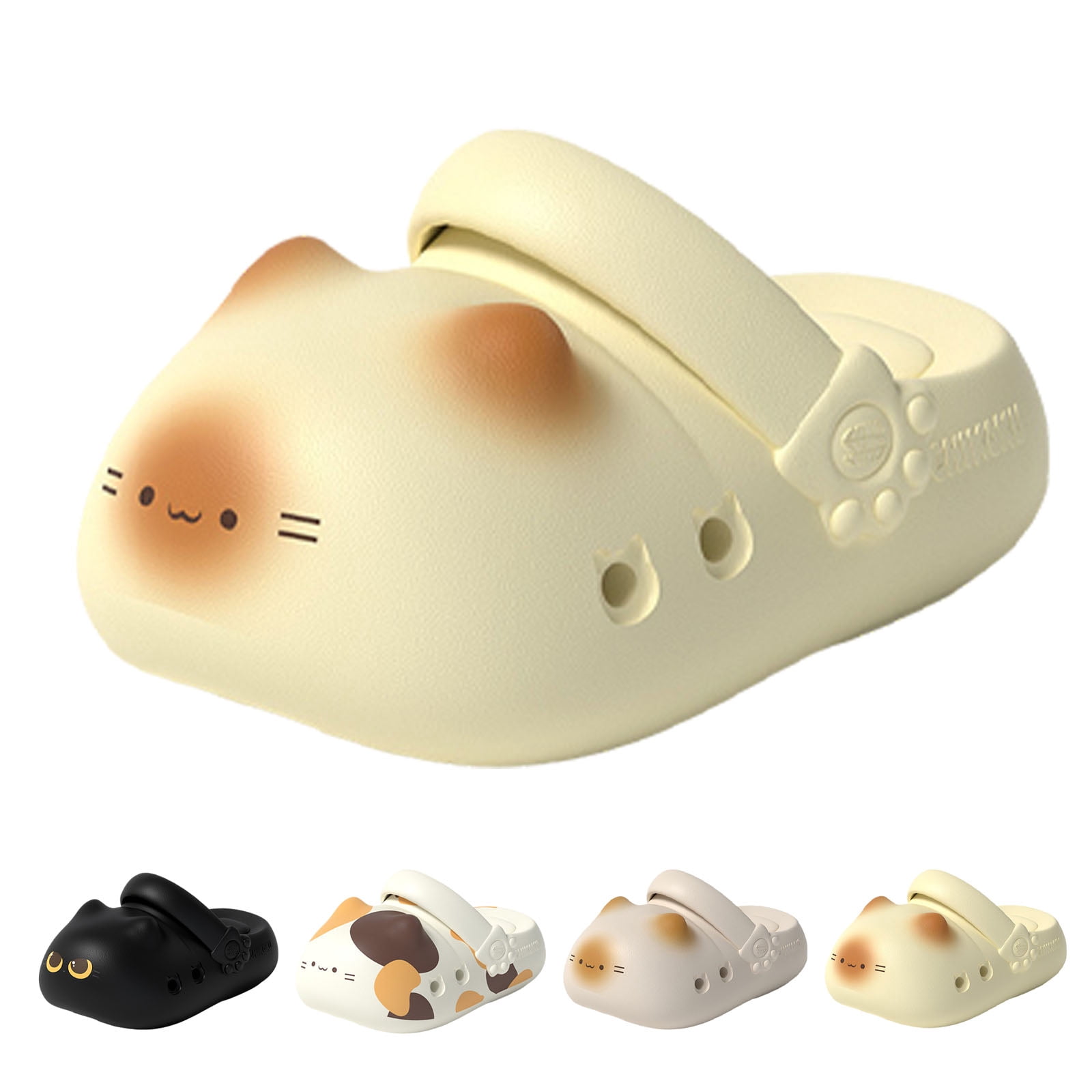 Cat Paw Slippers, 3D Ears & Tail, Thick EVA Cloud Cushion Sole ...