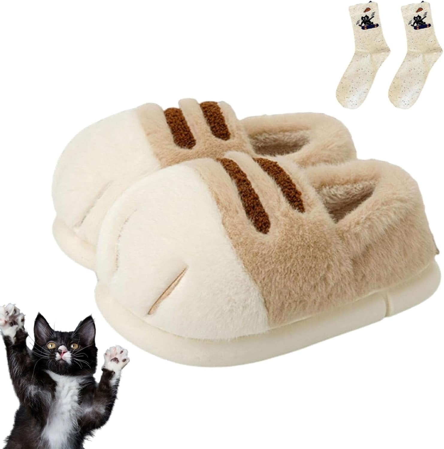 Cat Paw Slippers, Cozy Claw Slippers Cat, 3D Cat feet Cartoon Slipper ...