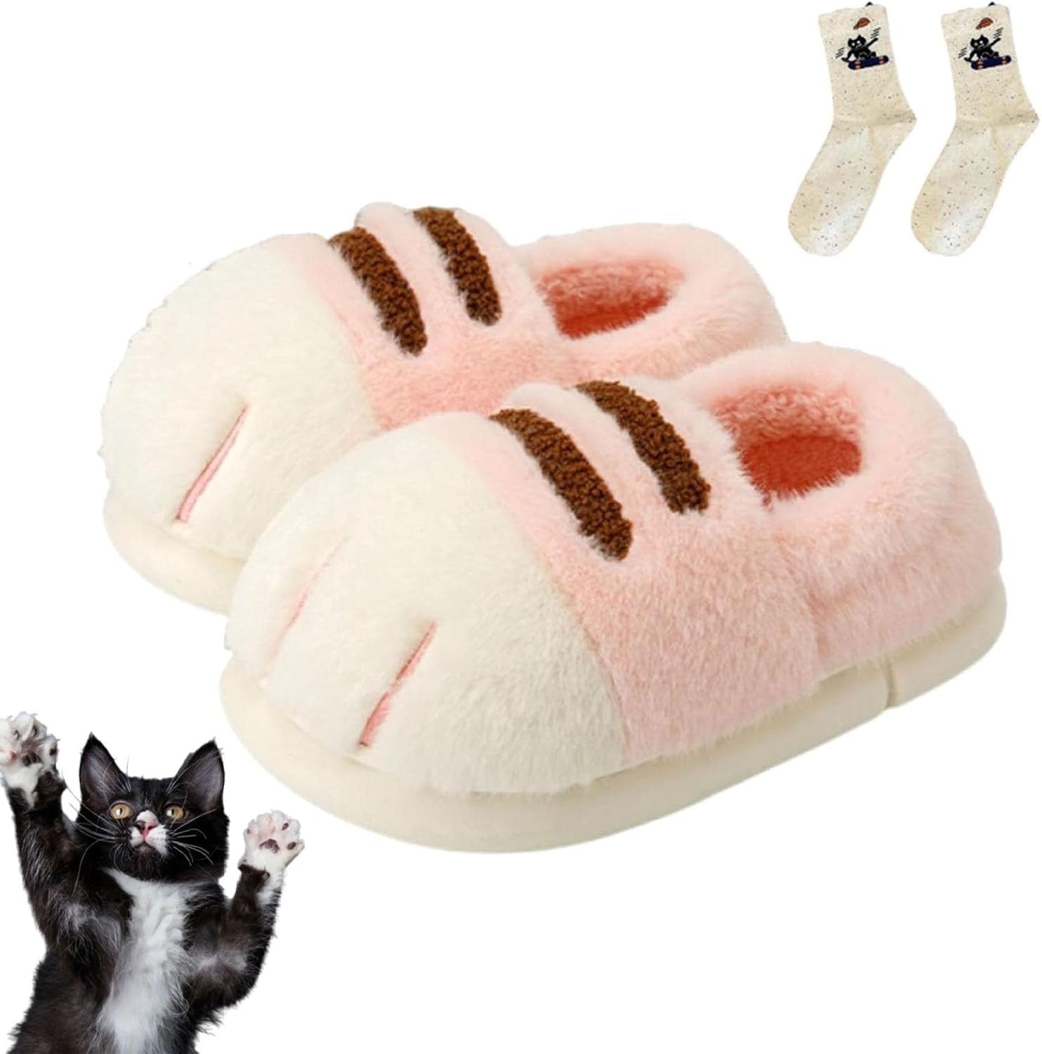 Cat Paw Slippers, Cozy Claw Slippers Cat, 3D Cat feet Cartoon Slipper ...