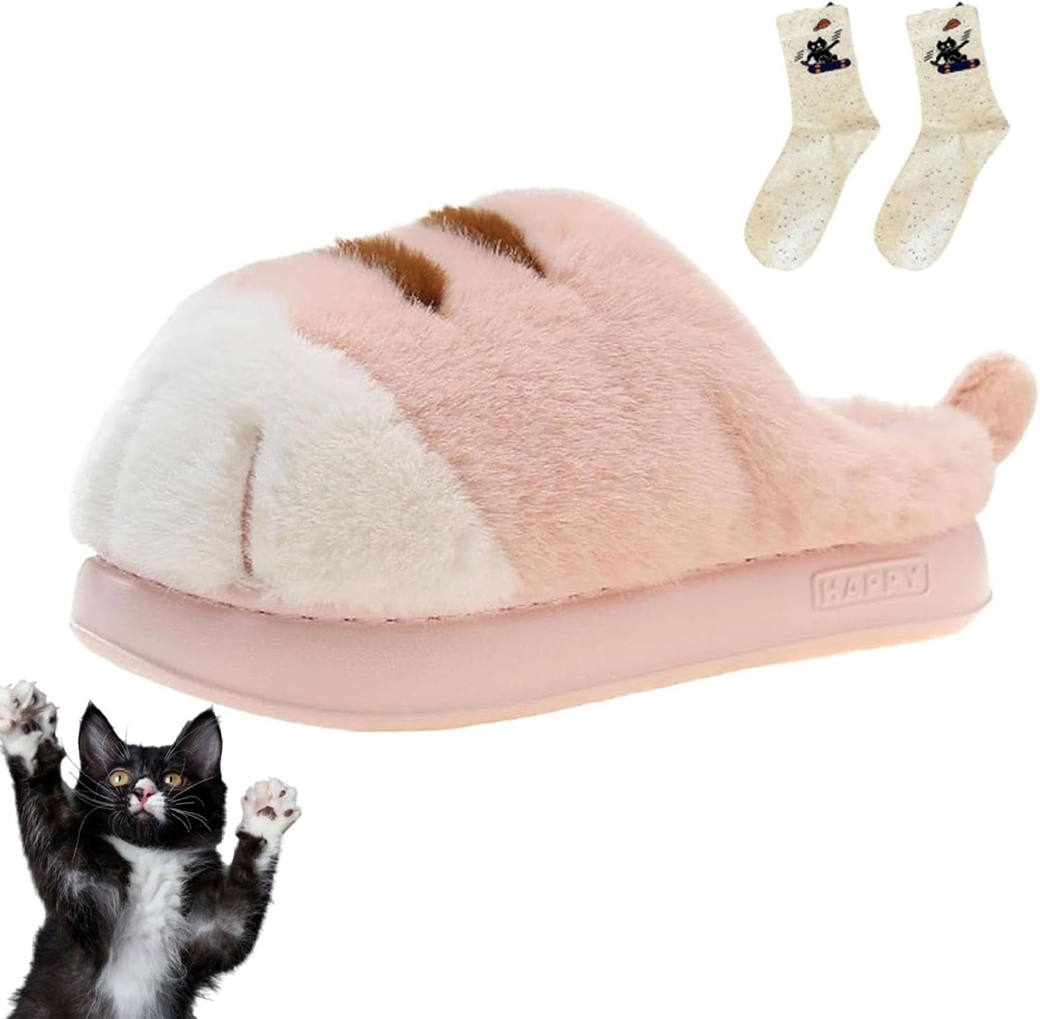 Cat Paw Slippers, Cozy Claw Slippers Cat, 3D Cat feet Cartoon Slipper ...