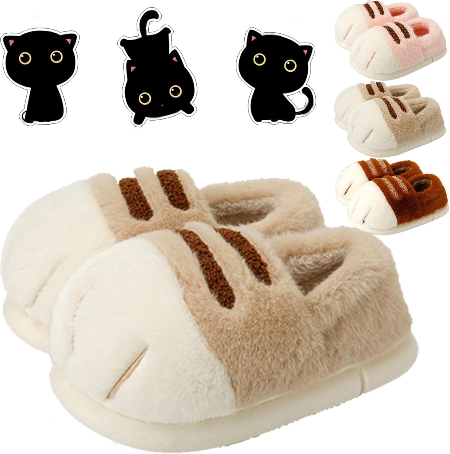 Cat Paw Slippers, Cute Funny 3D Cat Paw Cartoon Slipper, Thickened Anti ...