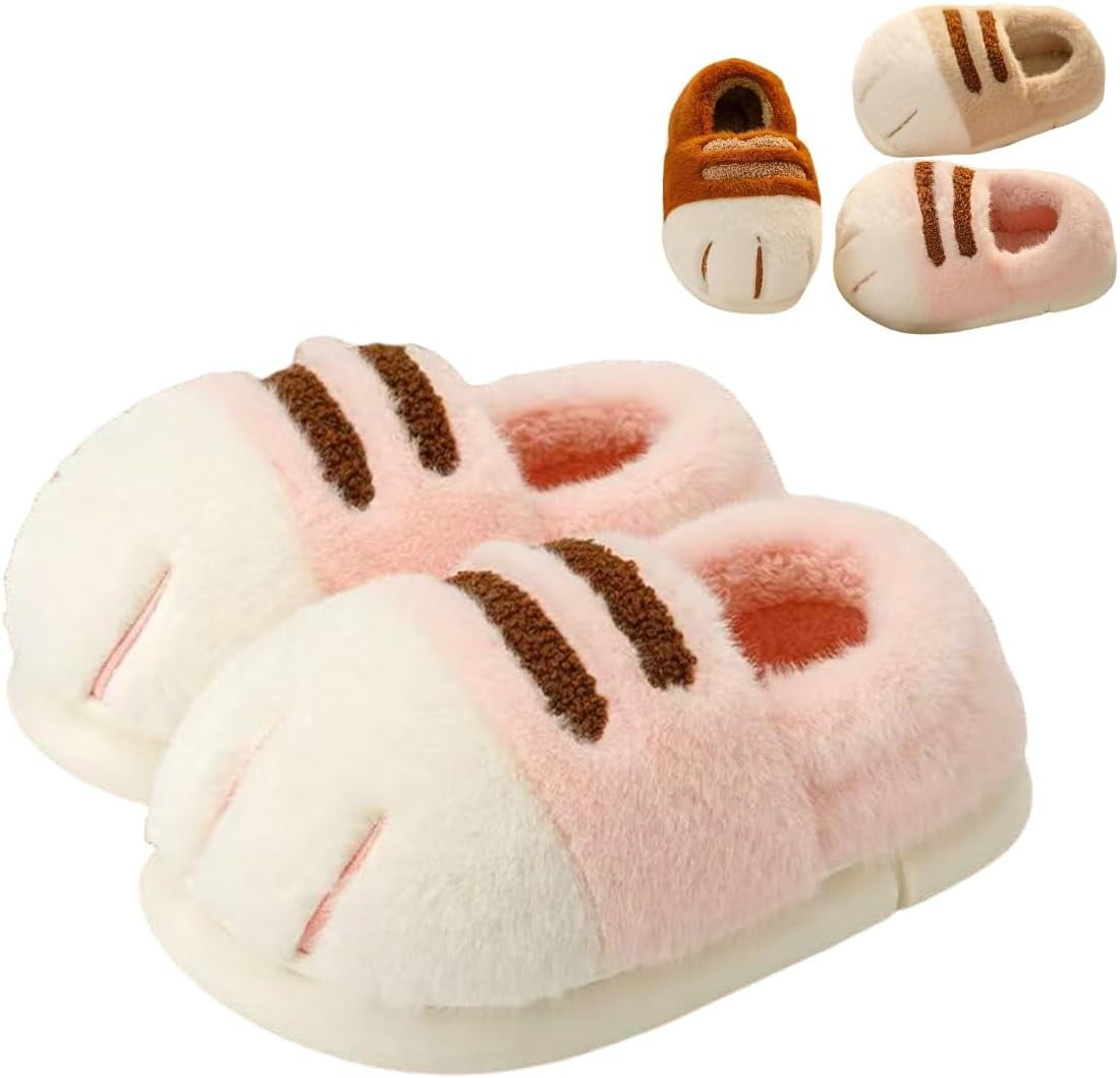 Cat Paw Slippers,Cute Funny Cat Paw Cartoon Slipper Warm Fluffy Furry ...