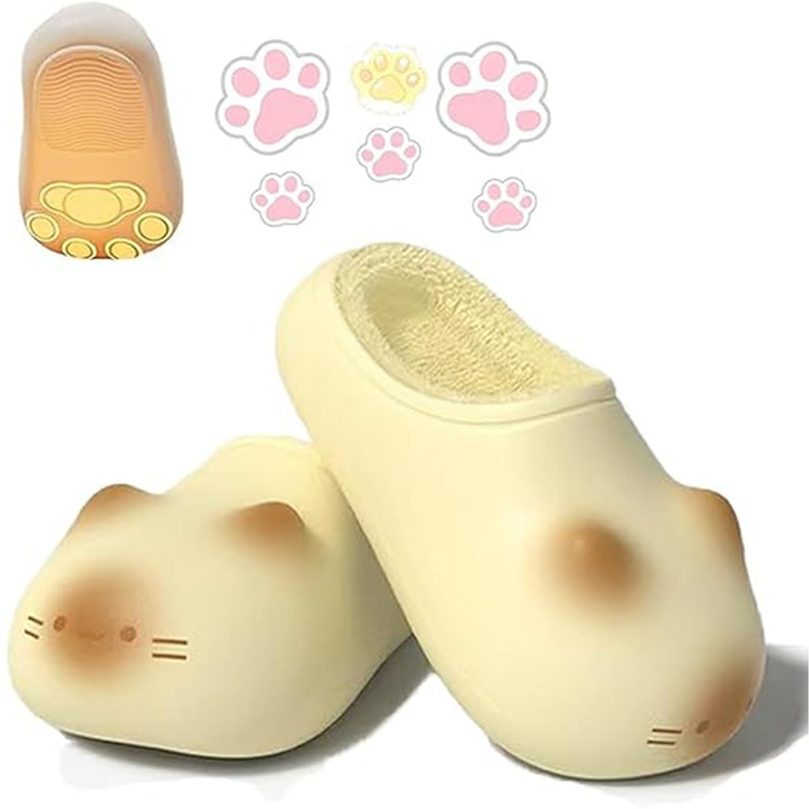 Cat Paw Slippers – Fluffy Plush Fleece Height Increase Cat Paw Slippers ...