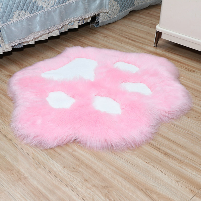 Cat Paw Soft Plush Carpet Sheepskin Bedroom Carpet Imitation Wool Long ...