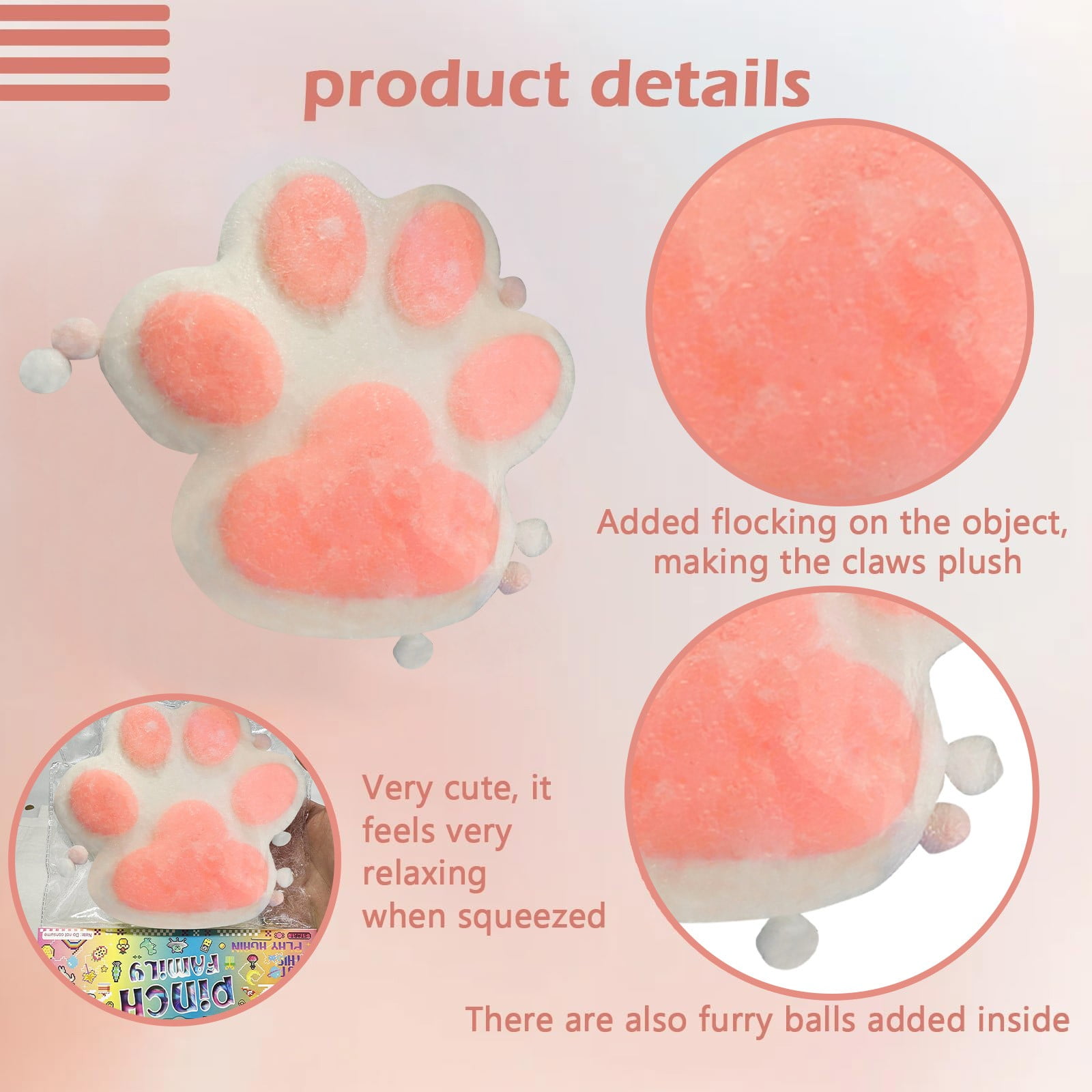 Cat Paw Squeeze Toy, Clear Cat Paw Plush Kawaii Plush Sensory Toys for ...