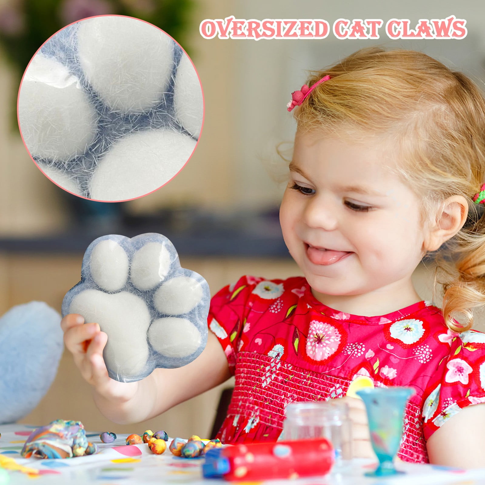 Cat Paw Squishy Toy - Blue, 5 in Big Cute Kawaii Fufu Squishies, Sticky ...