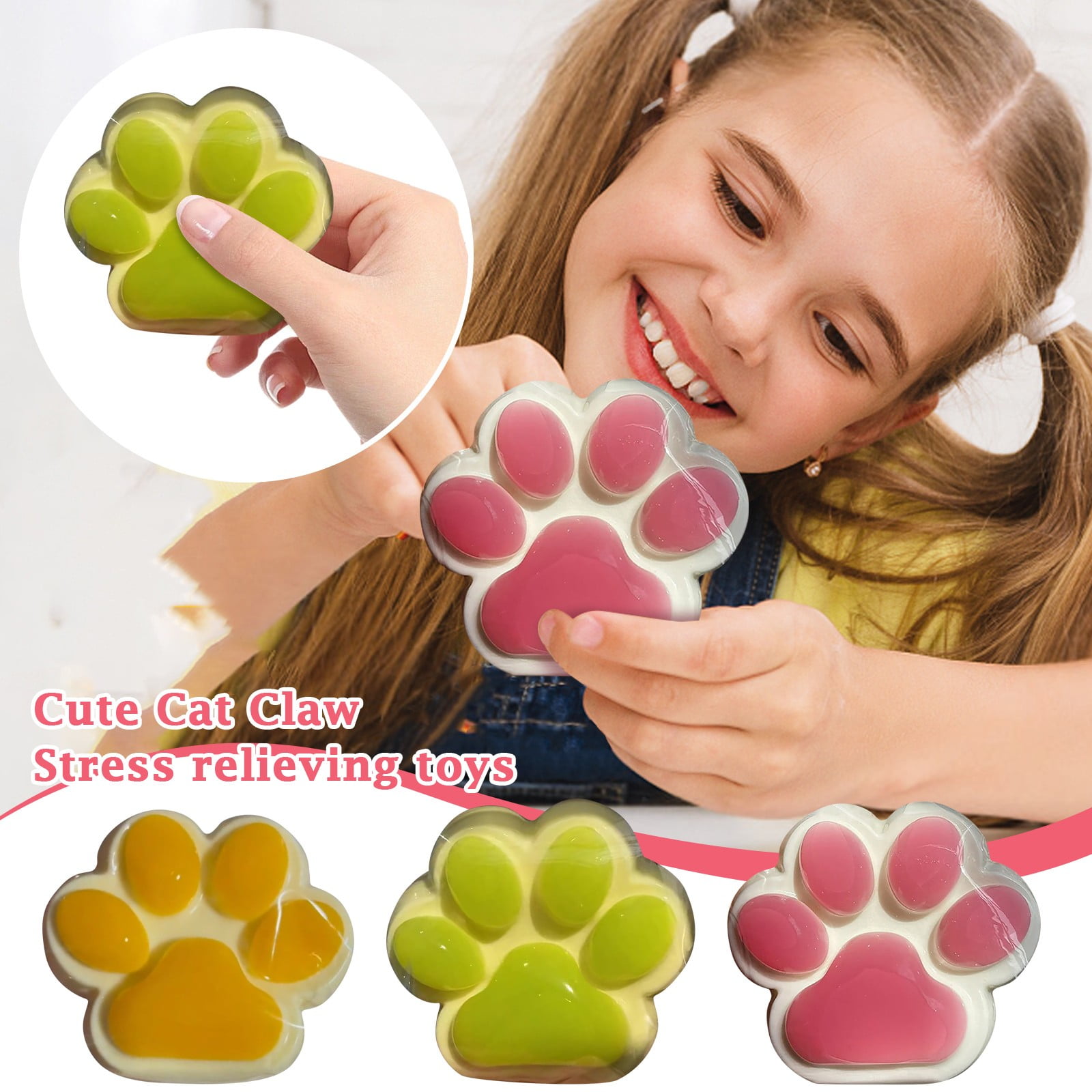 Cat Paw Squishy Toys - 3 Pack, 2.3 in Big Cute Kawaii fufu Squishies ...