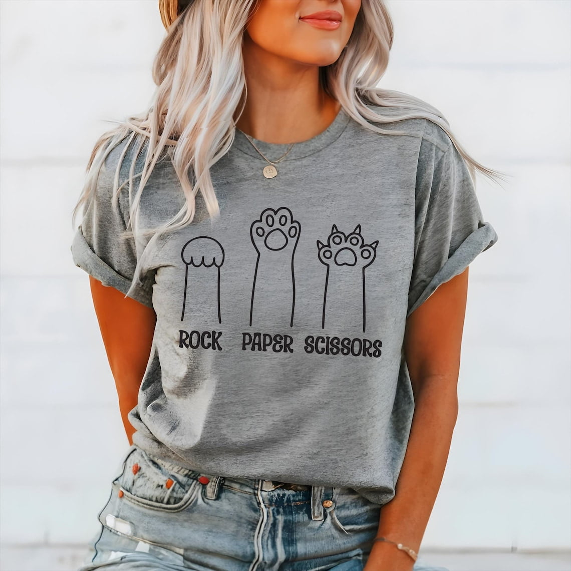 Cat Paw T-Shirt: Rock Paper Scissors Cat Lover Tee Sweatshirt All Size ...