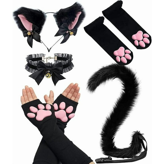 Cat Paw Thigh High Socks Golves, Cute Soft 3D Toe Beans Socks Mittens ...