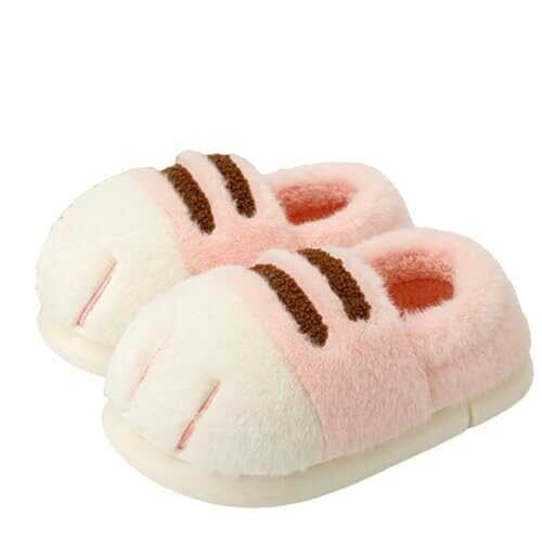 Cat Paw Unisex Adults Kids Beige Slip-On Plush & Memory Sponge Interior ...