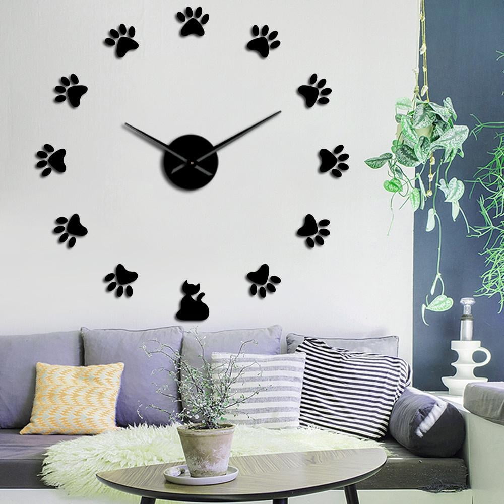 Cat Paws DIY Wall Clocks DIY Giant Wall Art Home Decor Cat's Footprint ...