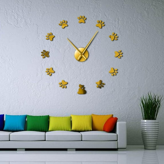 Cat Paws DIY Wall Clocks DIY Giant Wall Art Home Decor Cat's Footprint ...